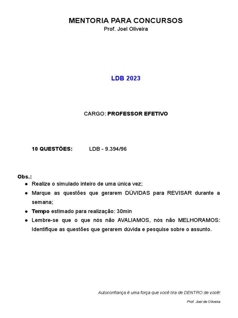 Simulado LDB 2023 | PDF