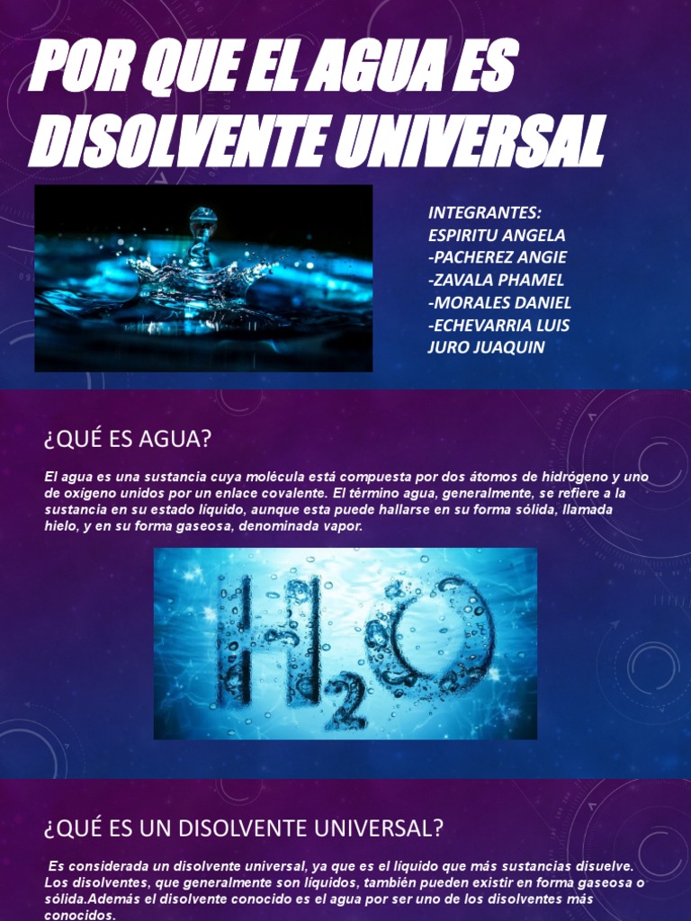 Agua: El Disolvente Universal Explicado | PDF | Agua | Solvente