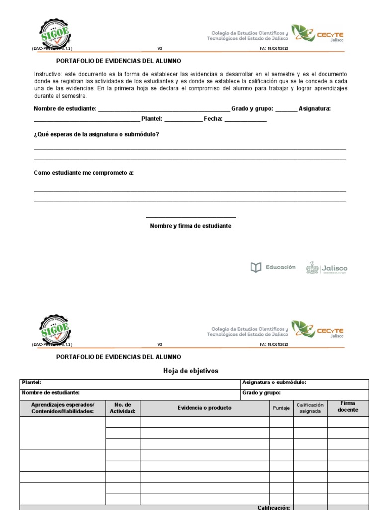 Portafolio de Evidencias Del Alumno (DAC-PR03-F01-8.1.2) | PDF