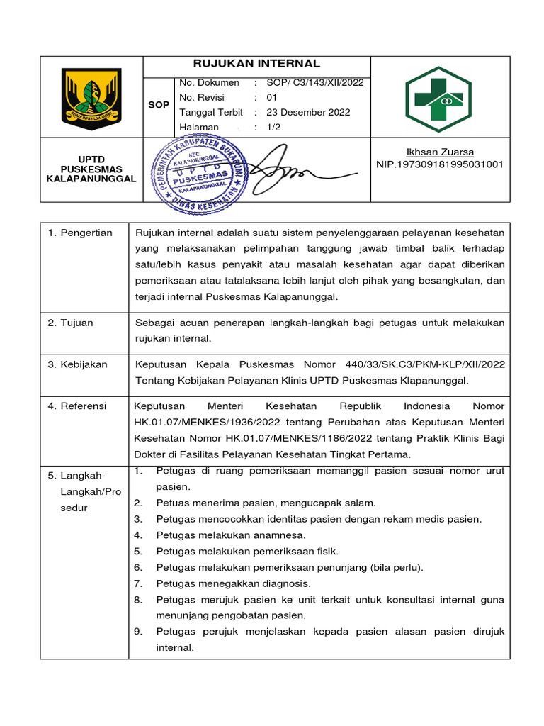 SOP Rujukan Internal | PDF