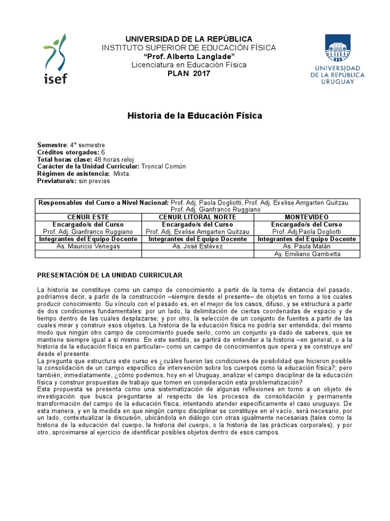 Historia de La Educación Física LEF 2017 | PDF