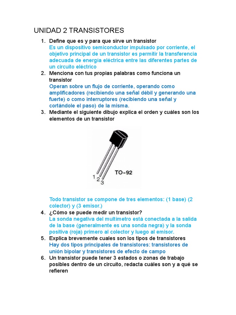 Unidad 2 Transistores | PDF | Transistor | Transistor de unión bipolar