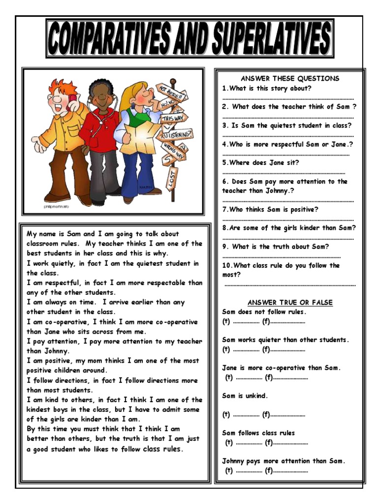 comparatives-and-superlatives-reading-comprehension-exercises | PDF