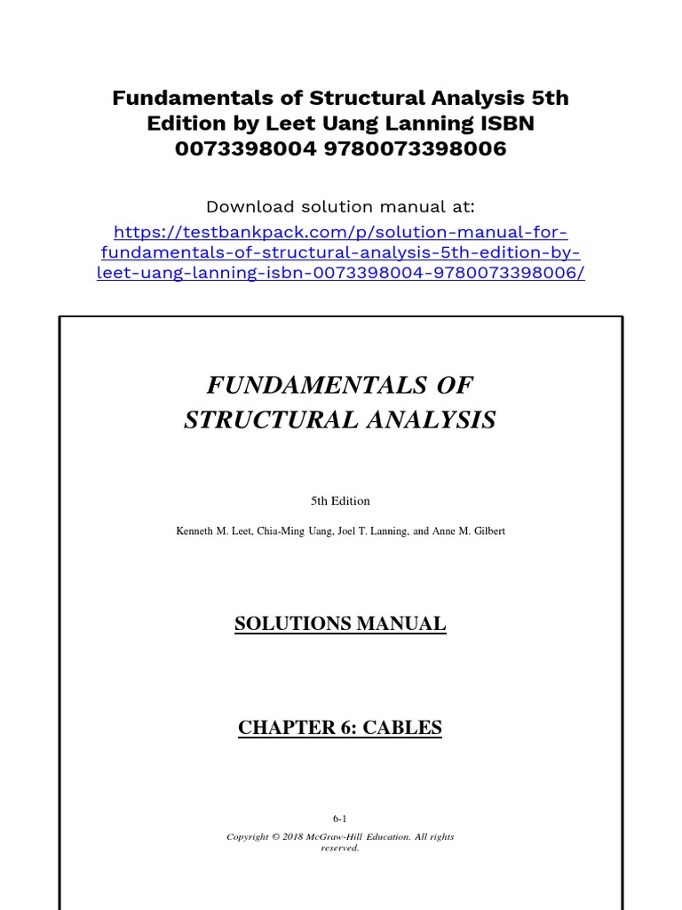 Fundamentals of Structural Analysis 5th Edition Leet Solutions Manual ...