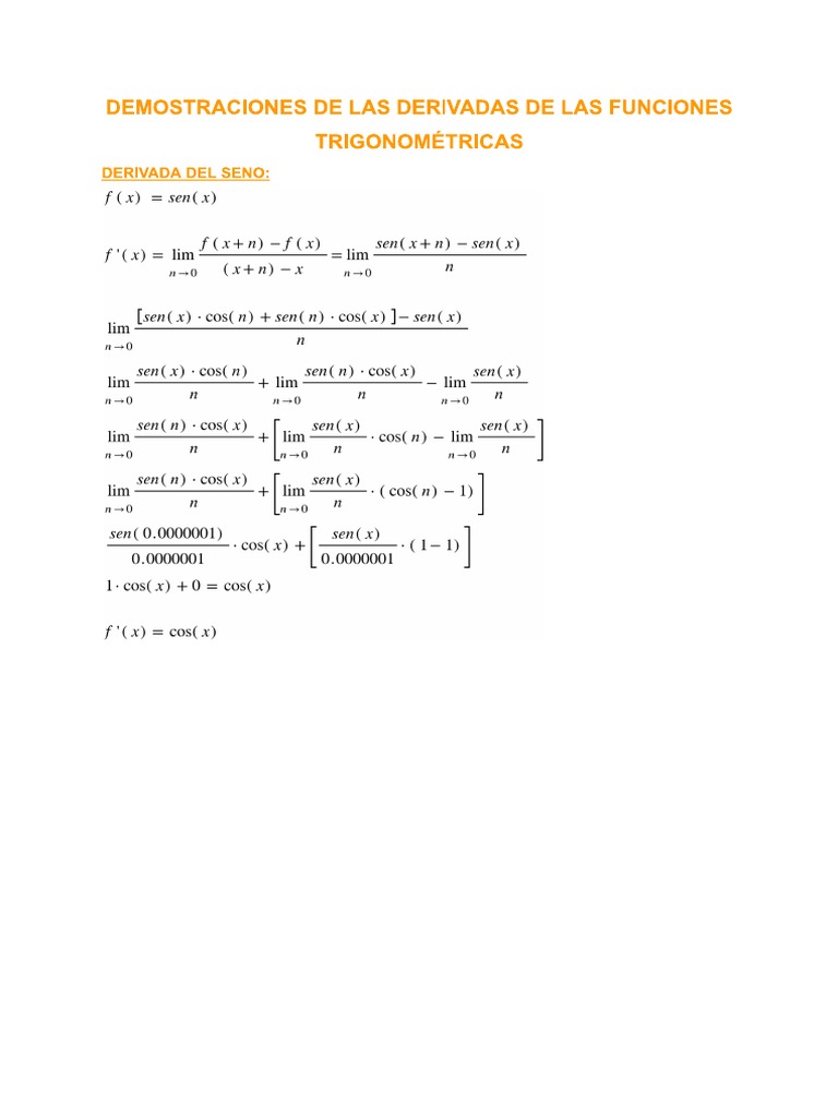 Demostraciones Funciones Trigonométricas 1 | PDF