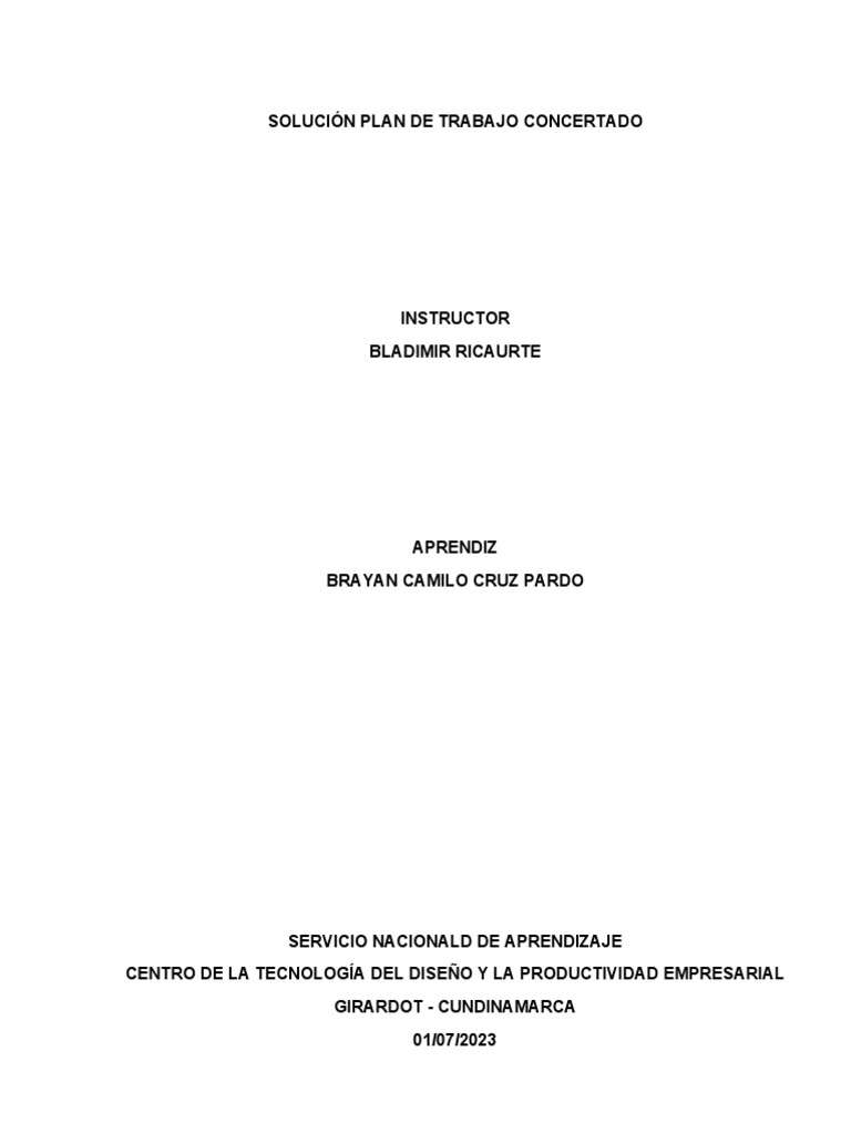 Plan de Trabajo Solucionado | PDF