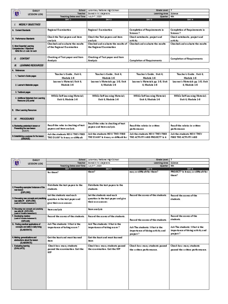Grade 7 July 3-7-2023 With Item Analysis | PDF