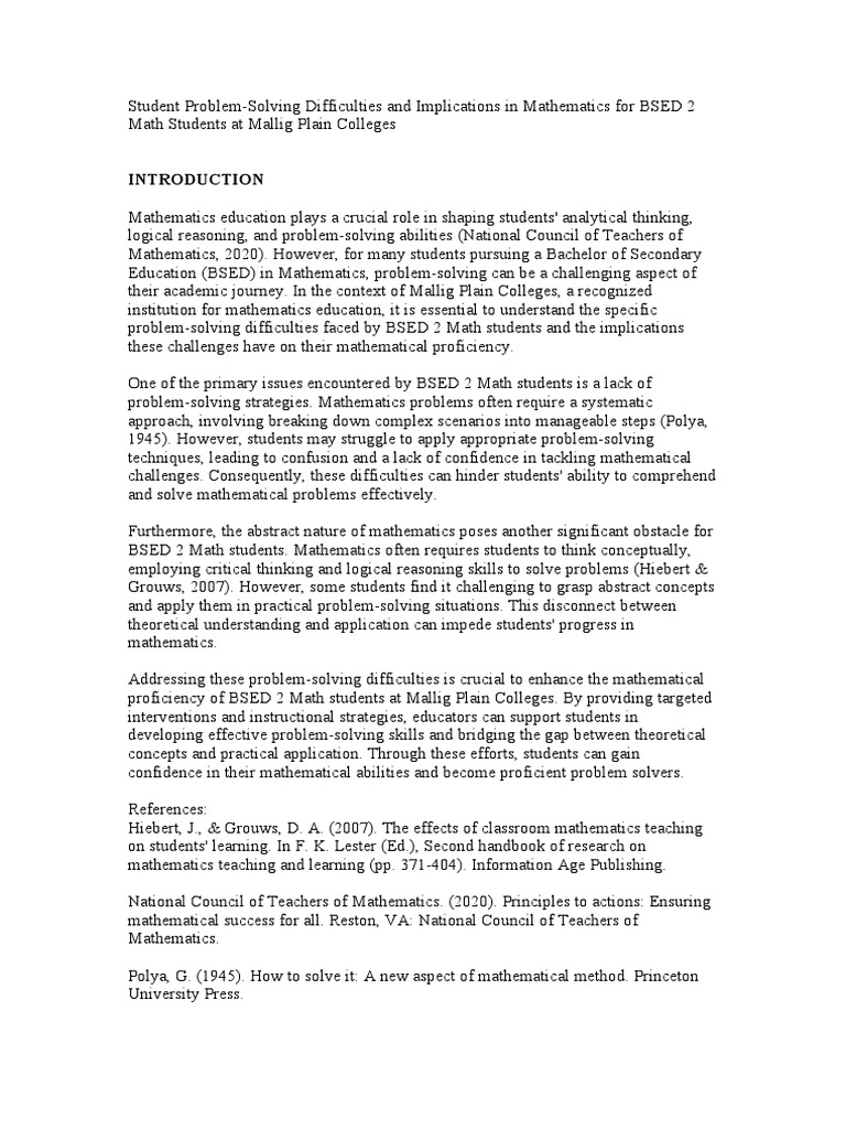 Student Problem Pdf Mathematics Cognitive Science