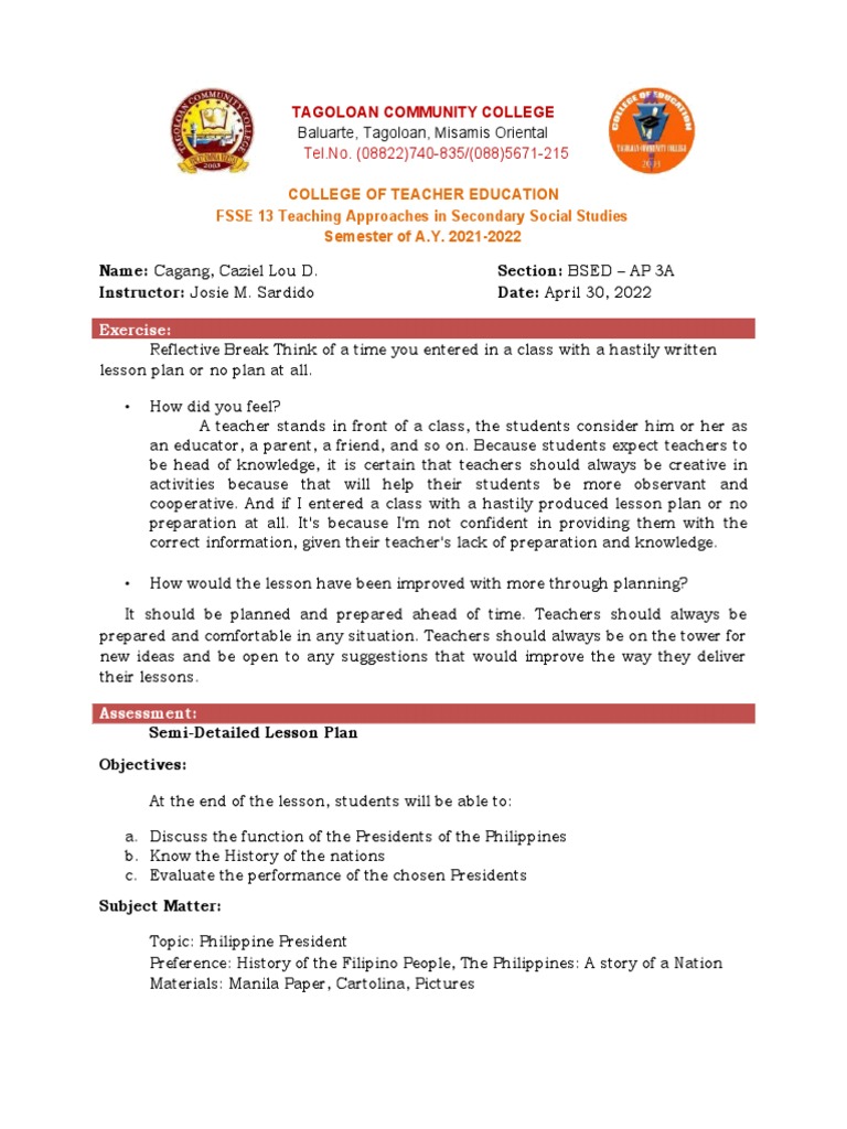 Teaching Approaches in Social Studies | PDF | Teachers | Lesson Plan