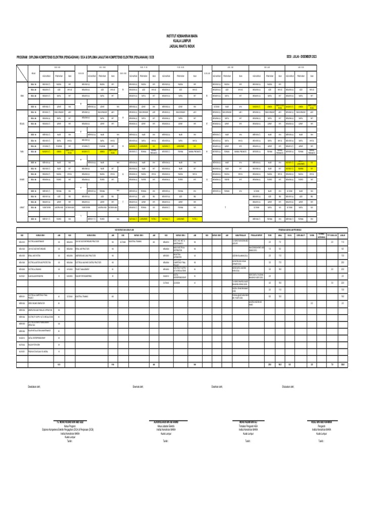 Dca & Dcb-Jadual Waktu Induk Ikmkl Jul-Dis 2023 | PDF