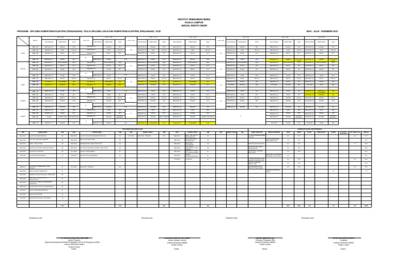 Dca & Dcb-Jadual Waktu Induk Ikmkl Jul-Dis 2023-1 | PDF | Physical ...
