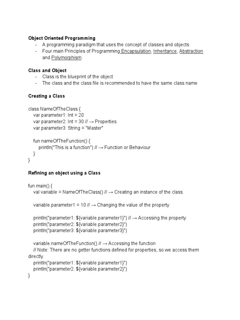 Fundamentals of Kotlin OOP | PDF