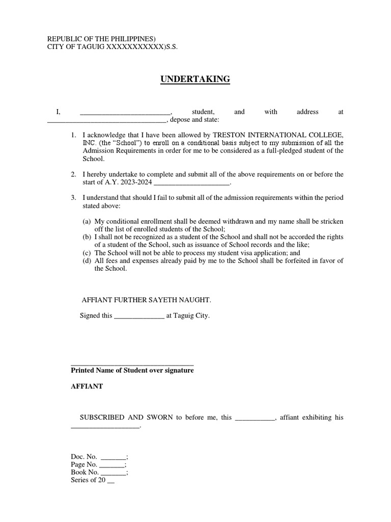 Treston Letter of Undertaking | PDF