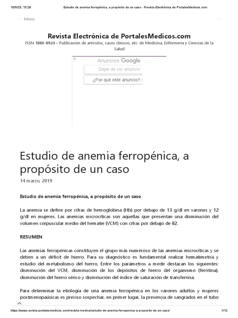 Anemia Ferropenica | PDF