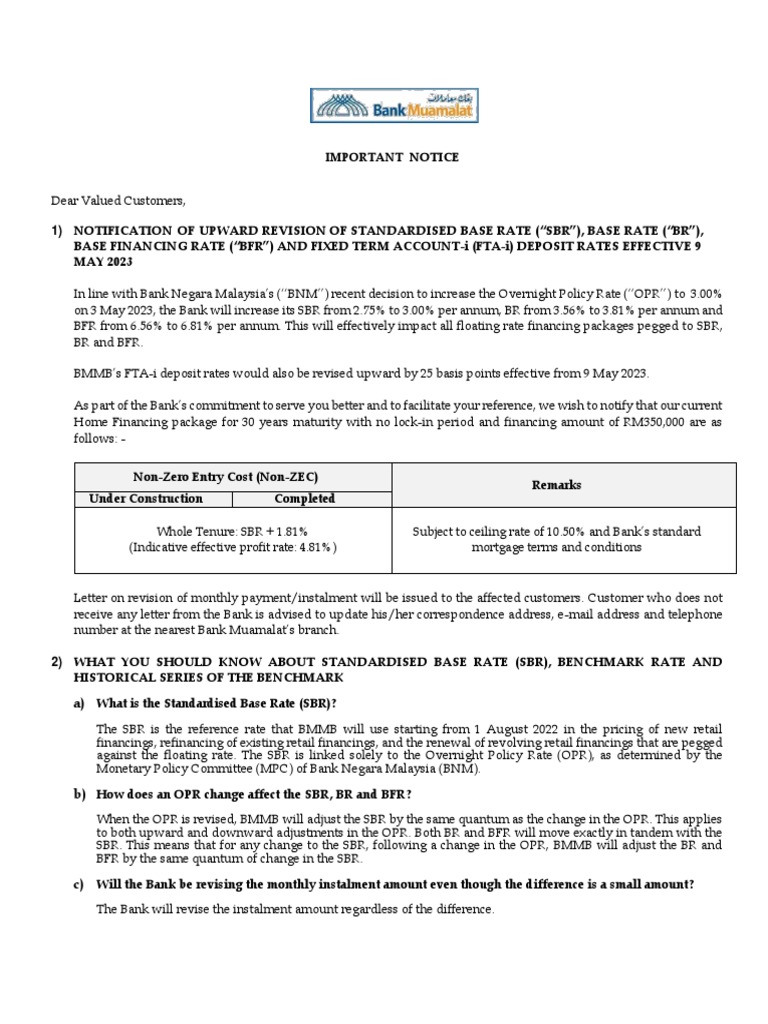 Notice Revision of SBR BR and BFR 08may2023 | PDF