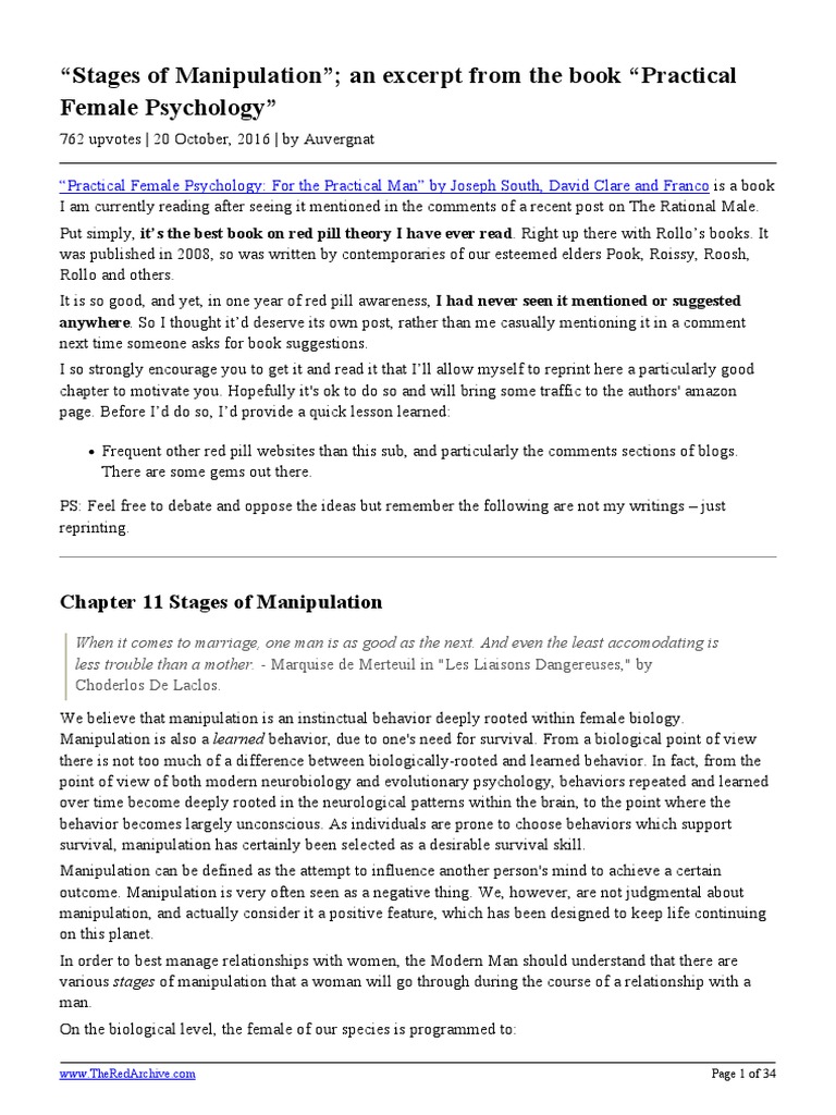 Stages of Manipulation" An Excerpt From The Book "Practical Female ...