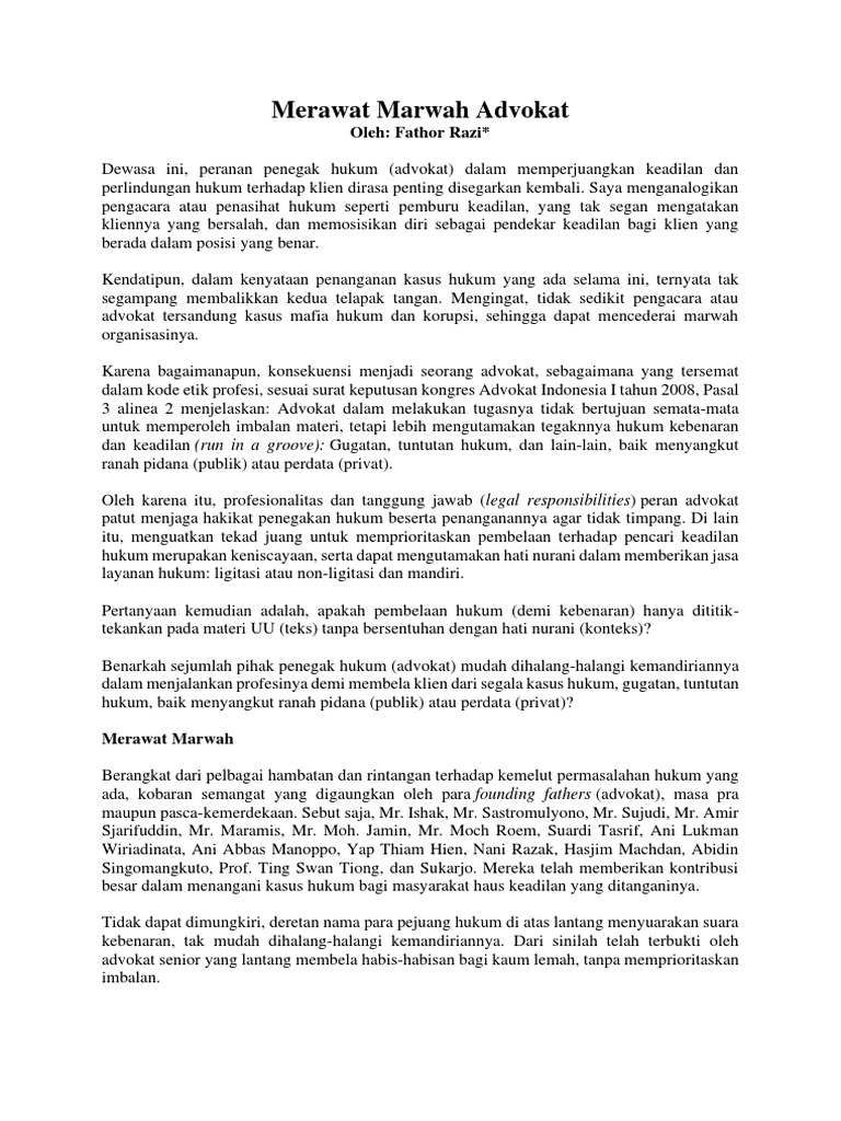 Merawat Marwah Advokat | PDF | Hukum