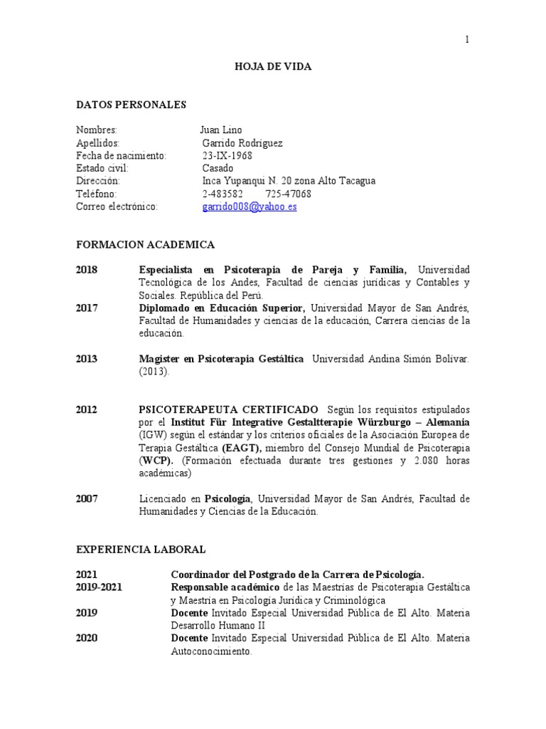 A Hoja de Vida JLGR | PDF