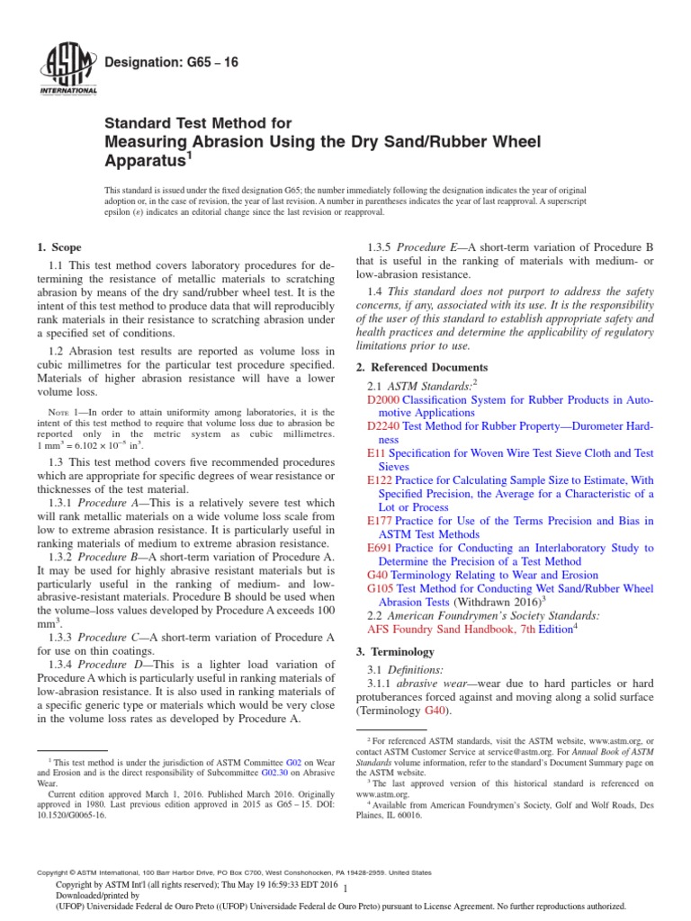 Norma ASTM G65 | PDF | Wear | Welding