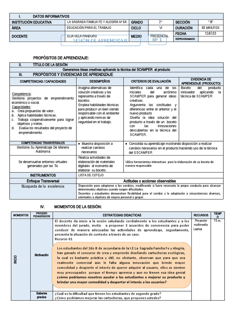 Innovación De Productos Con Scamper Pdf