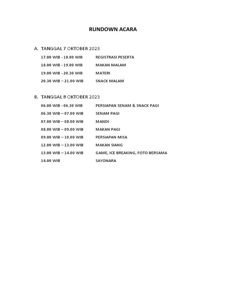 Rundown Acara | PDF