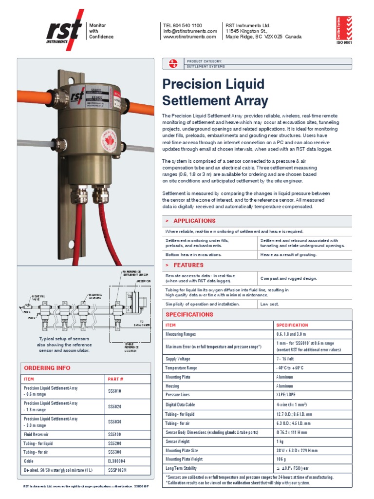 Precision Liquid Settlement Array SSB0016F | PDF