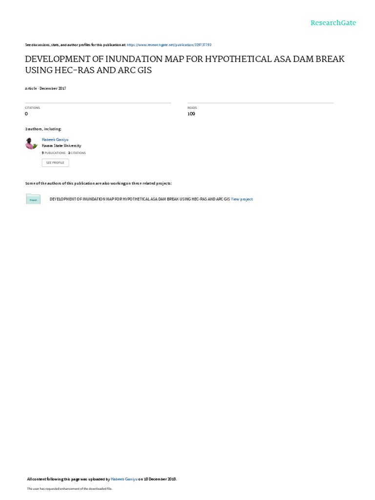 Development of Inundation Map For Hypothetical Asa Dam Break Using HEC ...