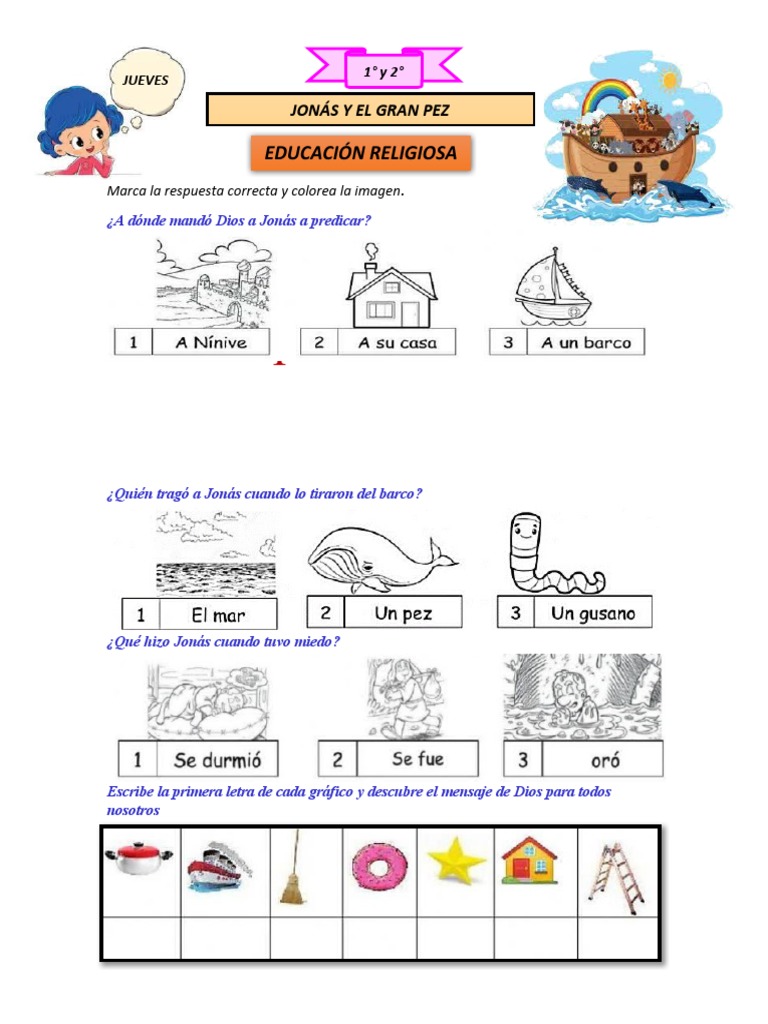 Ficha Relig - Jonás y El Gran Pez | PDF