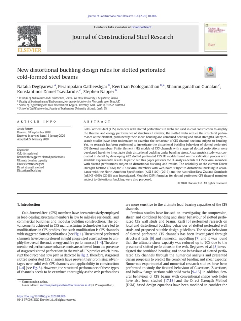 New Distortional Buckling Design Rules For Slotted Perforated Cold ...