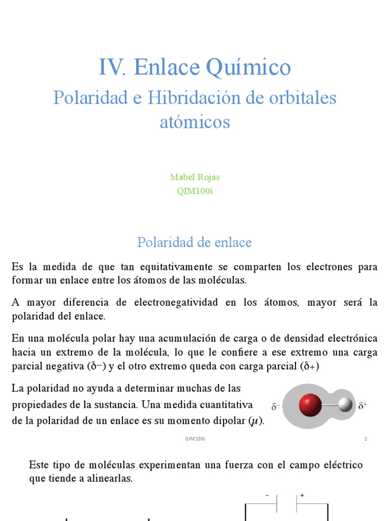 Polaridad y Hibridación en Enlaces Químicos | PDF | Polaridad química ...