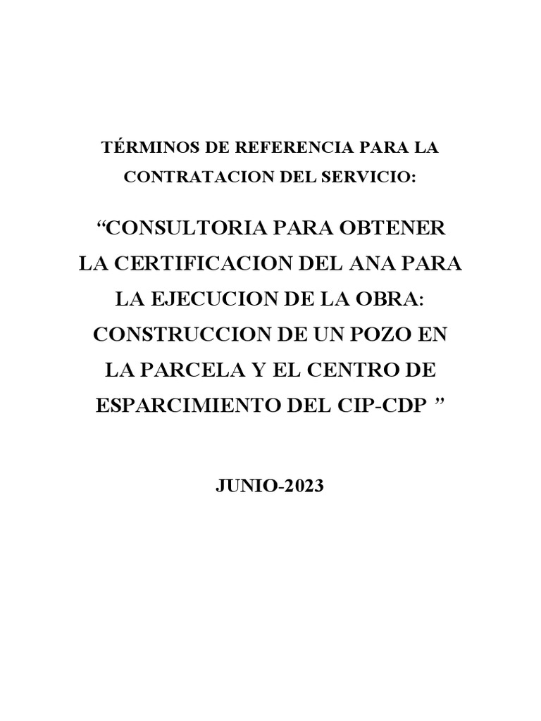 TDR Permisos Ana 2023 - Pozo Parcela Cip-Cdp | PDF | Perú