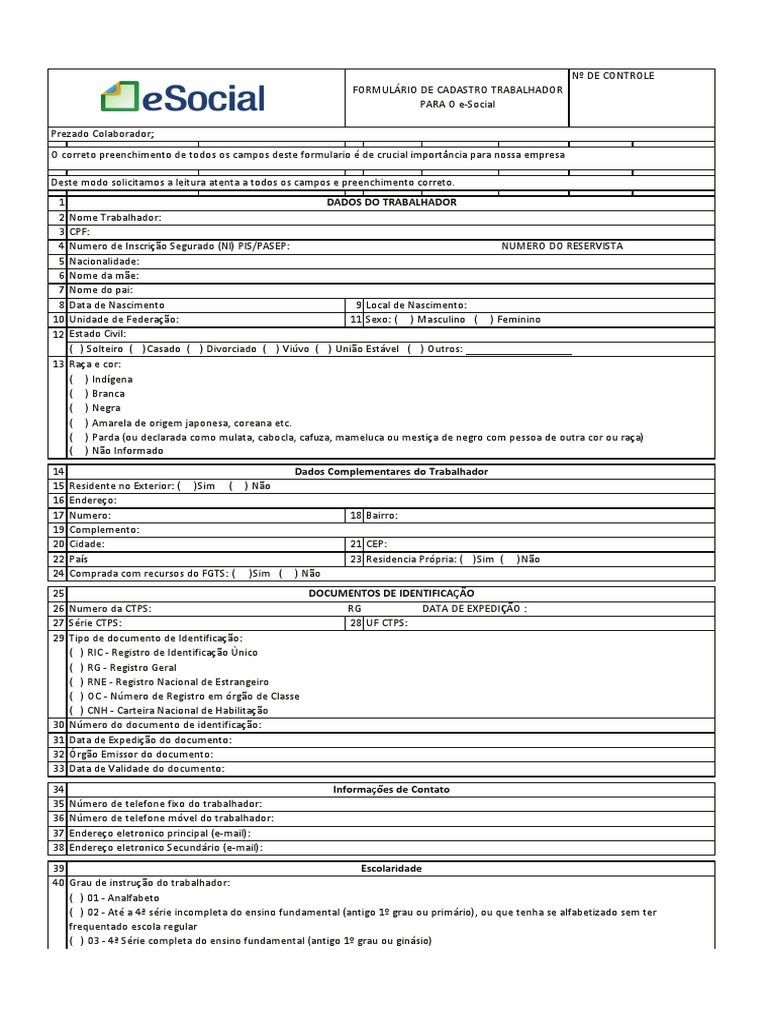 Ficha E-Social 3 | PDF