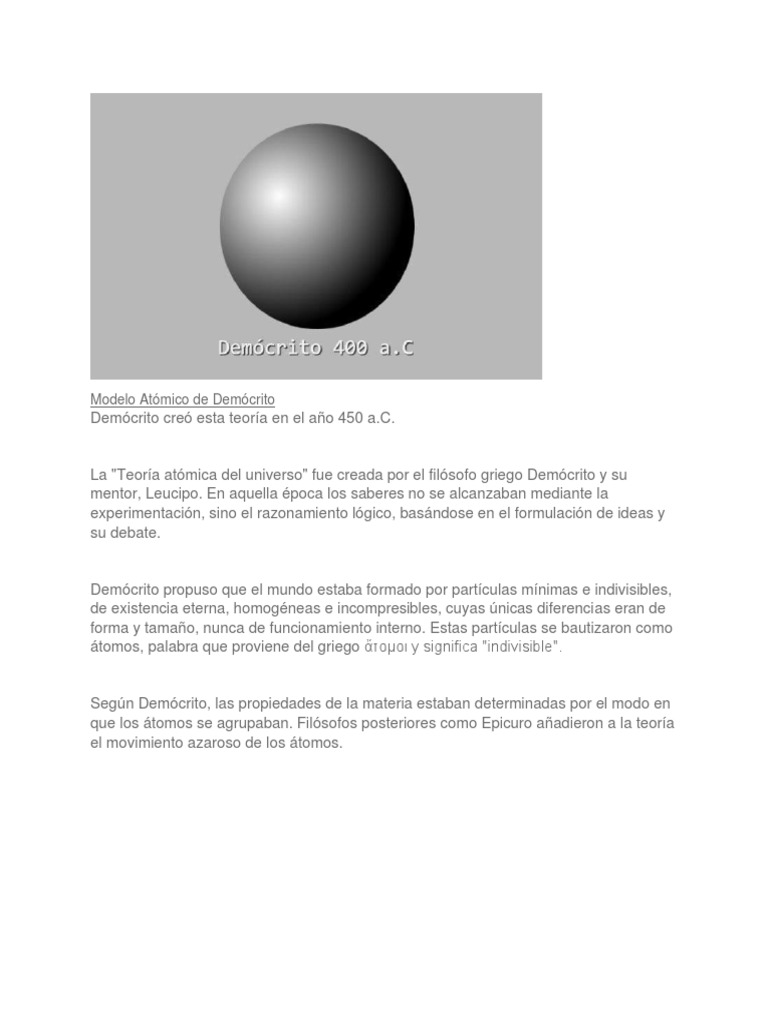 Modelo Atómico de Demócrito | PDF