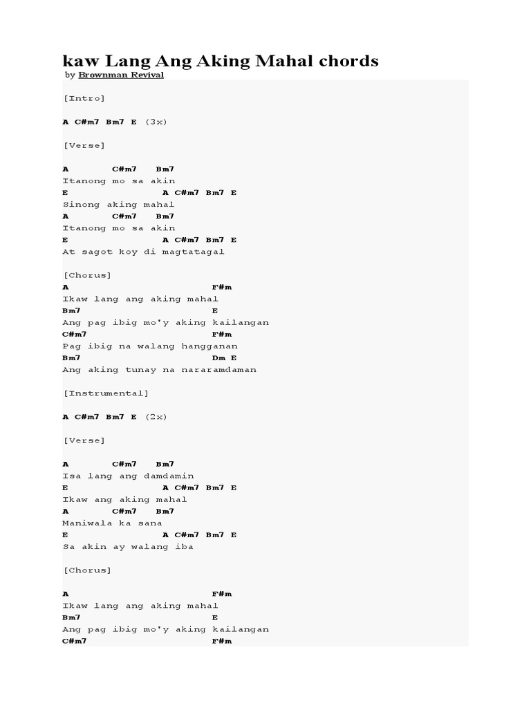 Kaw Lang Ang Aking Mahal Chords | PDF | Song Structure | Songs