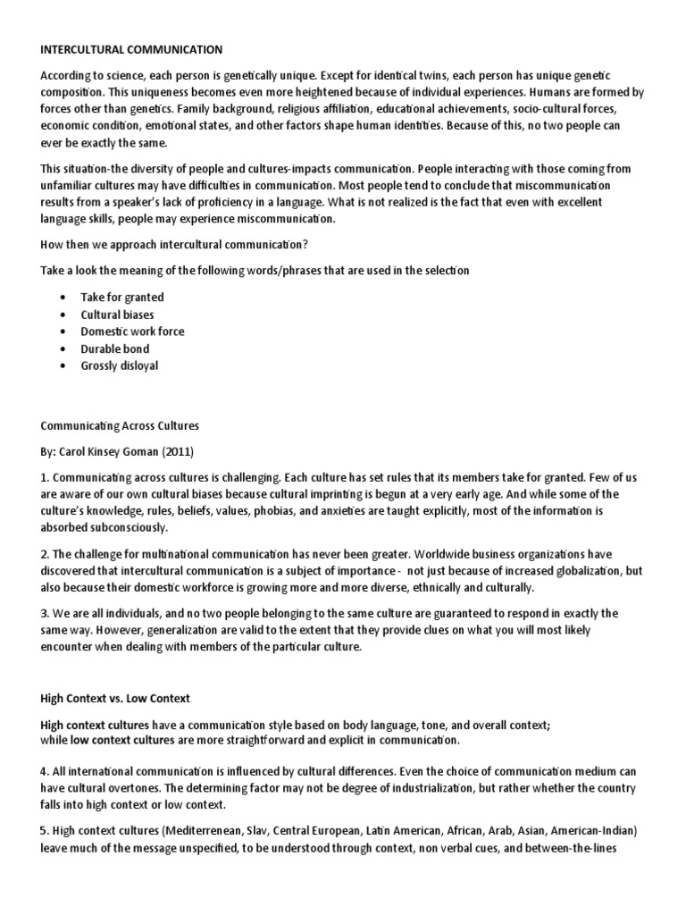 Intercultural Communication | PDF