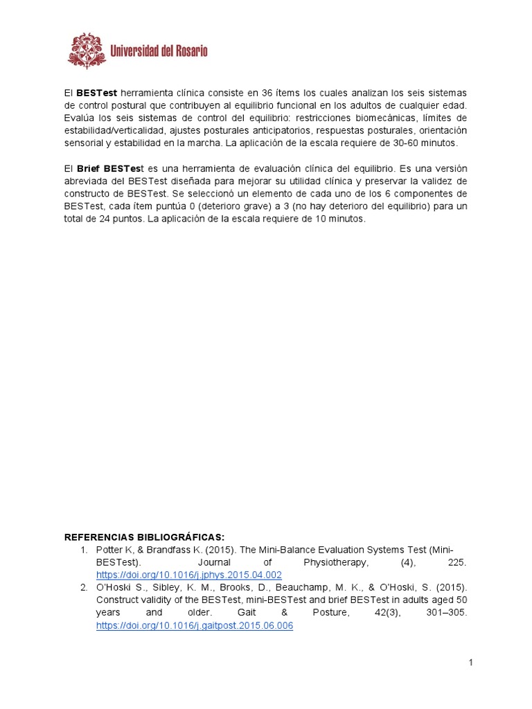 Brief BESTest Español | PDF