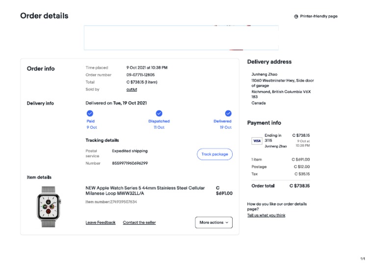 Apple Watch Web Reciept | PDF