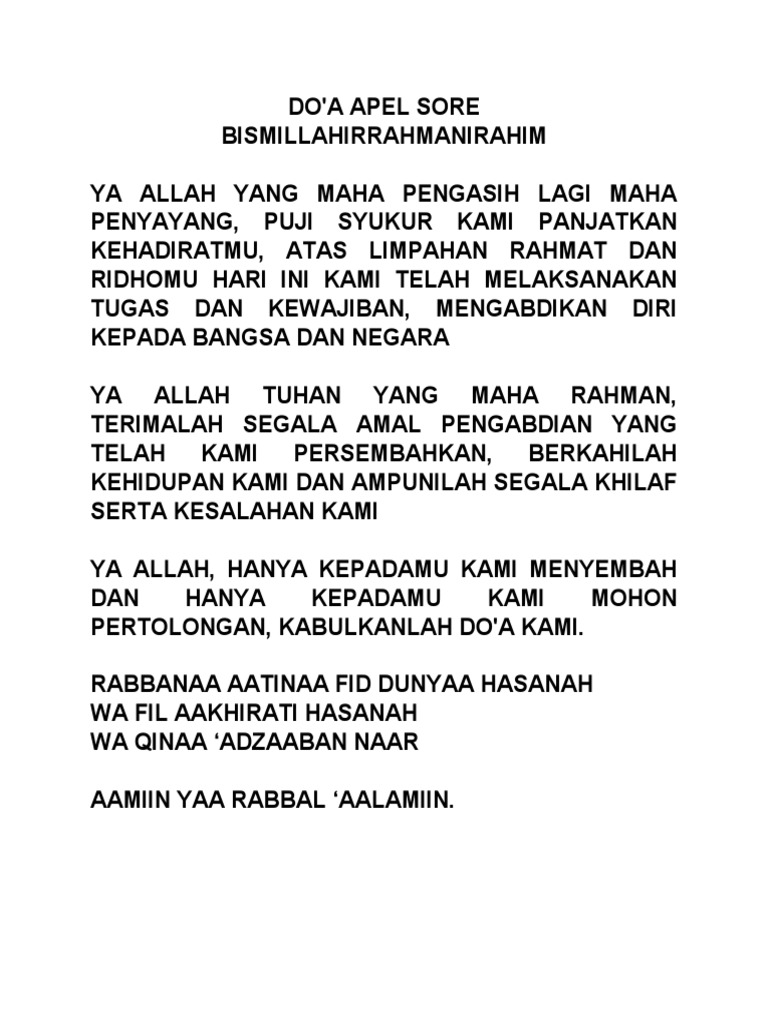 Doa Apel Sore | PDF