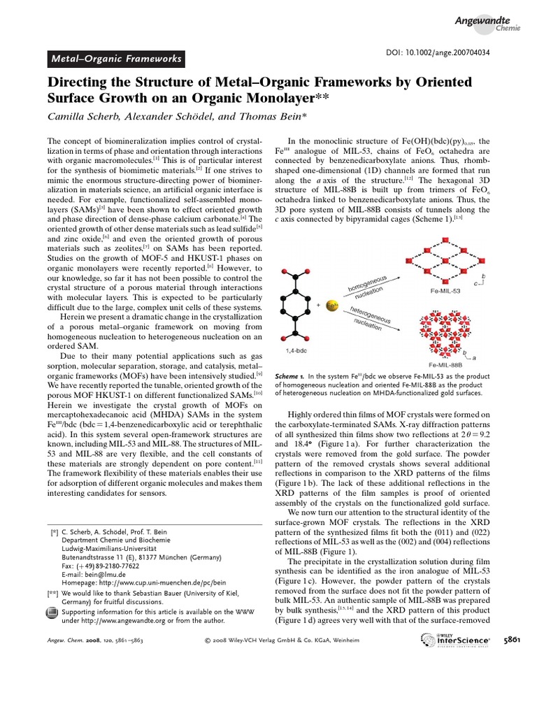 Oriented Growth of MOFs on SAMs | PDF | Teaching Methods & Materials