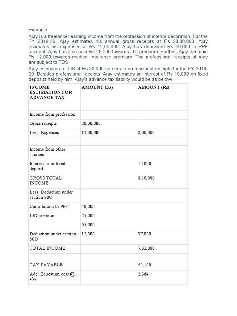 Advance Tax Example | PDF