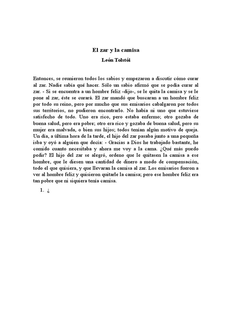 El zar y la camisa | PDF