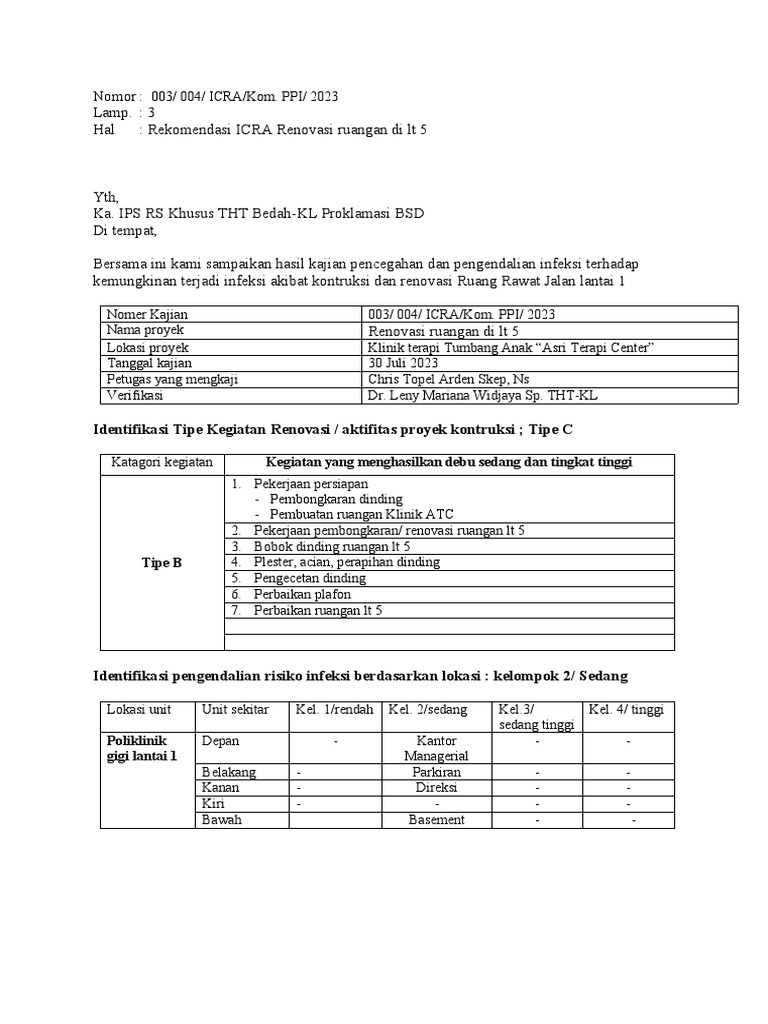 ICRA RENOVASI 2023 Klinik Tumbang LT 5 | PDF