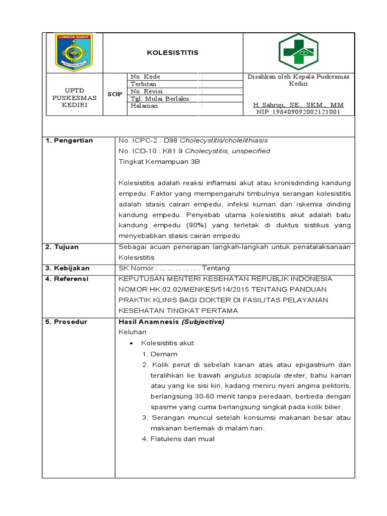 Sop Kolesistitis | PDF