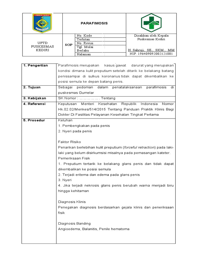 Penatalaksanaan Parafimosis di Puskesmas | PDF | Sains & Matematika
