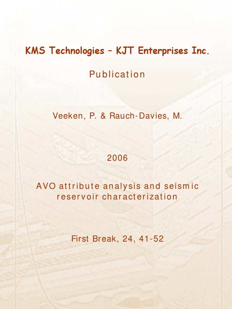 AVO Attribute Analysis and Seismic Reservoir Characterization | PDF