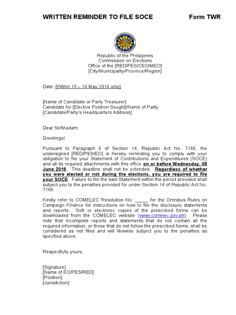 15template For Written Reminder, TWR | PDF