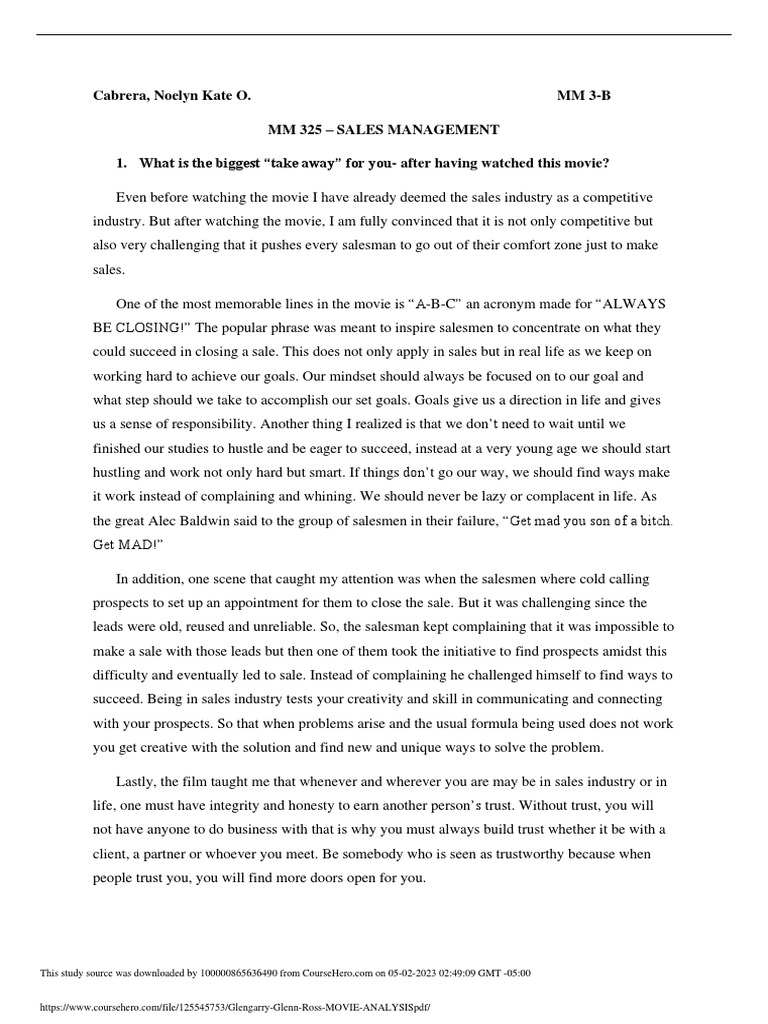 Key Lessons from Glengarry Glen Ross | PDF | Cognition