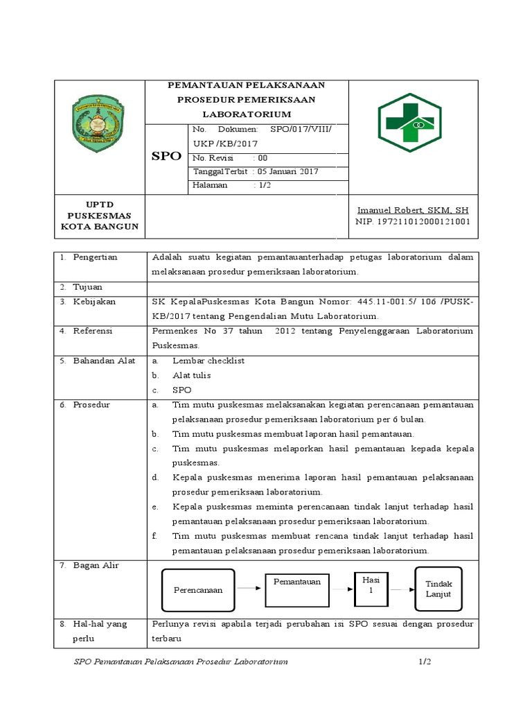 Spo 8.1.2.3 Pemamtauan Pelaksanaan Prosedur PX Lab | PDF