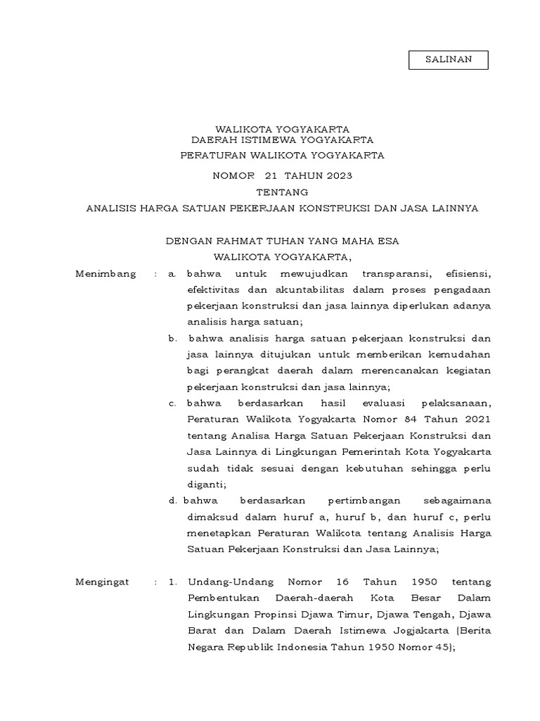 Perwal No 21 Tahun 2023 | PDF | Teknologi & Rekayasa