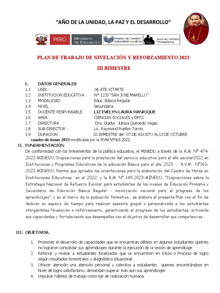 Plan De Refuerzo 3er Bimestre Dpcc Ccss Pdf Evaluación Cognición 8382